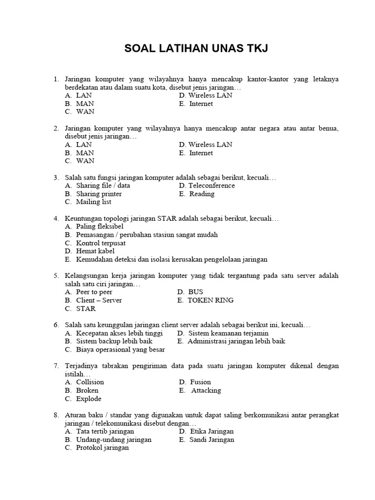 Soal TKJ Kelas 2 | PDF