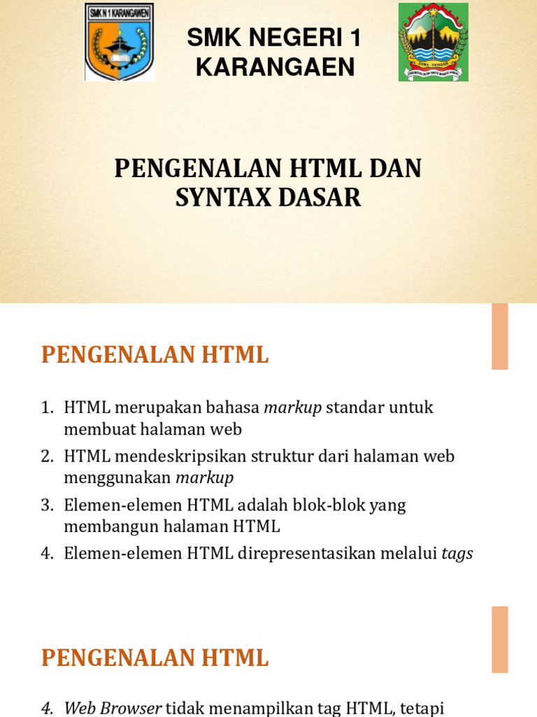 Pengenalan HTML Dan Syntak Dasar | PDF