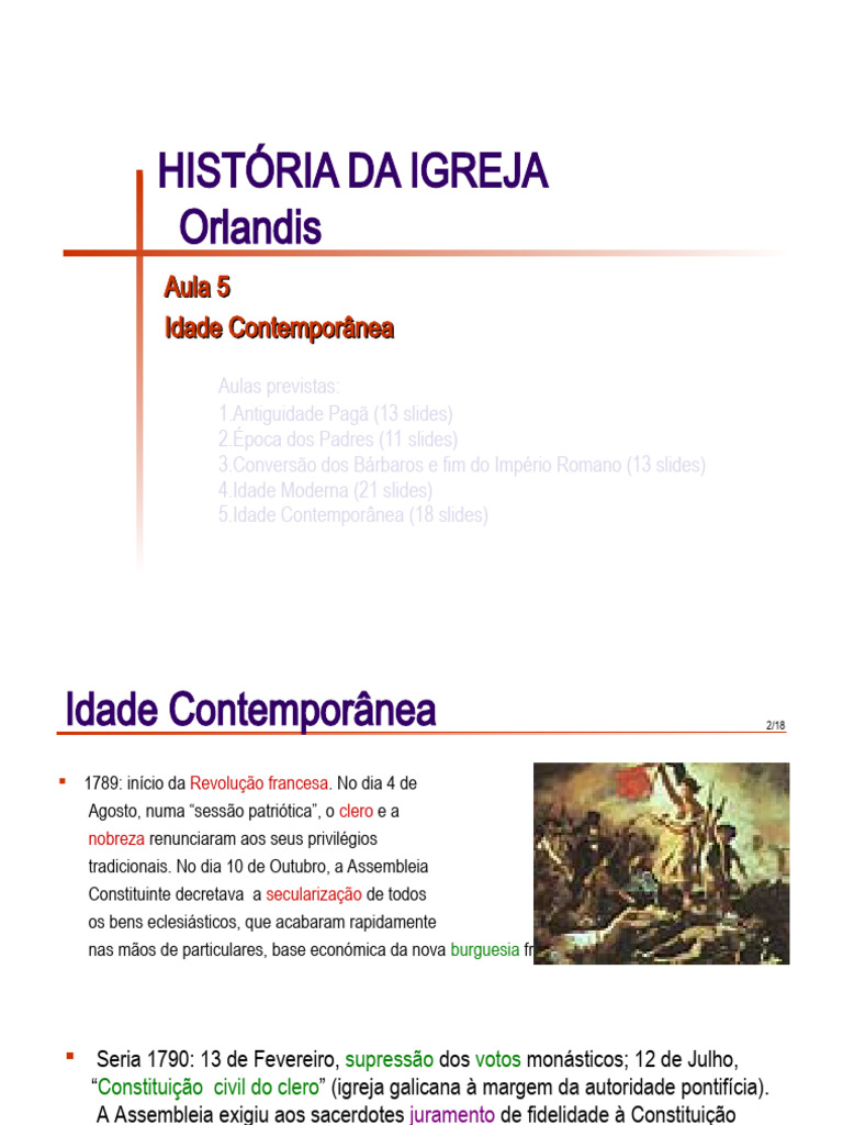 Historia 5 Idade - Contemporanea | PDF | Igreja católica | Napoleão