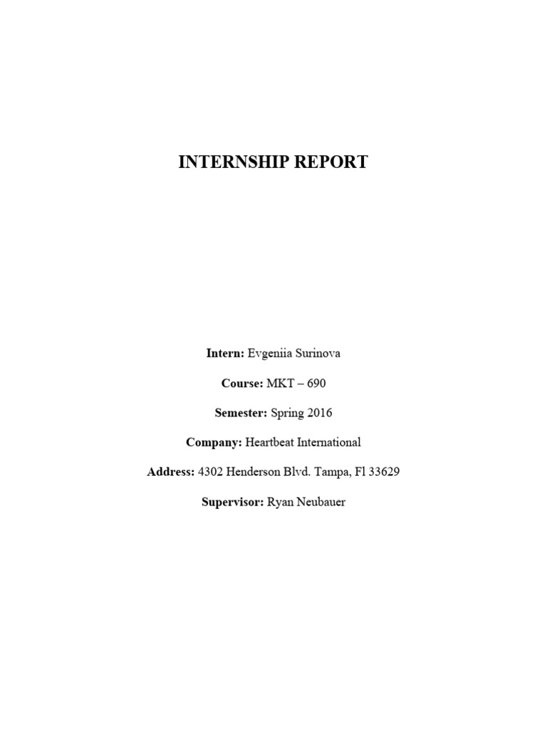 Final Report Internship | PDF | Marketing | Internship