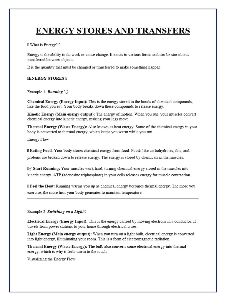 Energy Stores and Transfers | PDF | Rocket | Heat