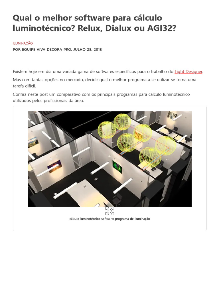 Qual o Melhor Software para Cálculo Luminotécnico - Relux, Dialux Ou AGI32 | PDF | Programas ...