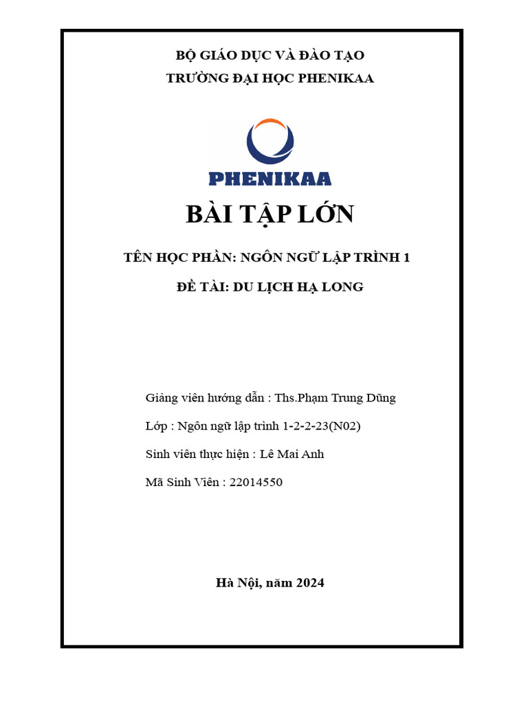 Báo Cáo BTL Le Mai Anh 23015455 | PDF