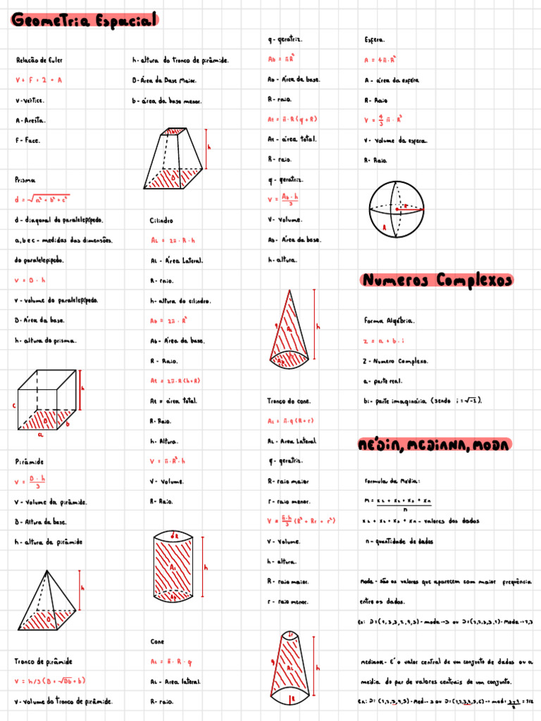 Geometria Espacial: Fórmulas e Conceitos | PDF | Geometria Elementar ...
