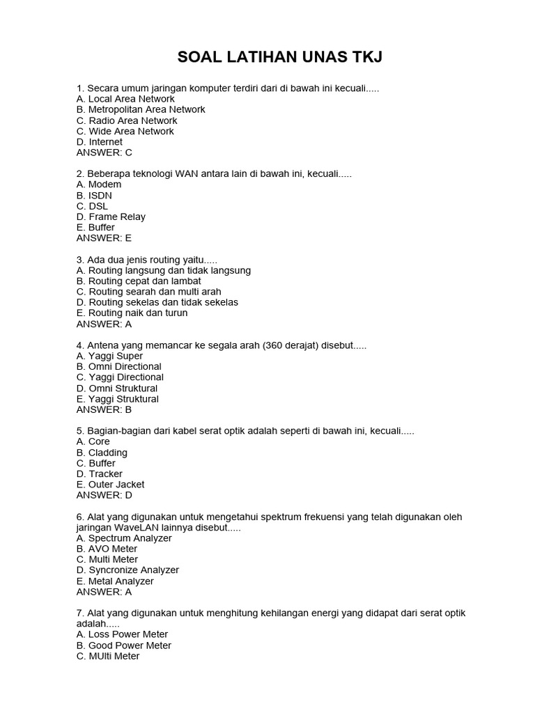 Soal TKJ Kelas 3 | PDF