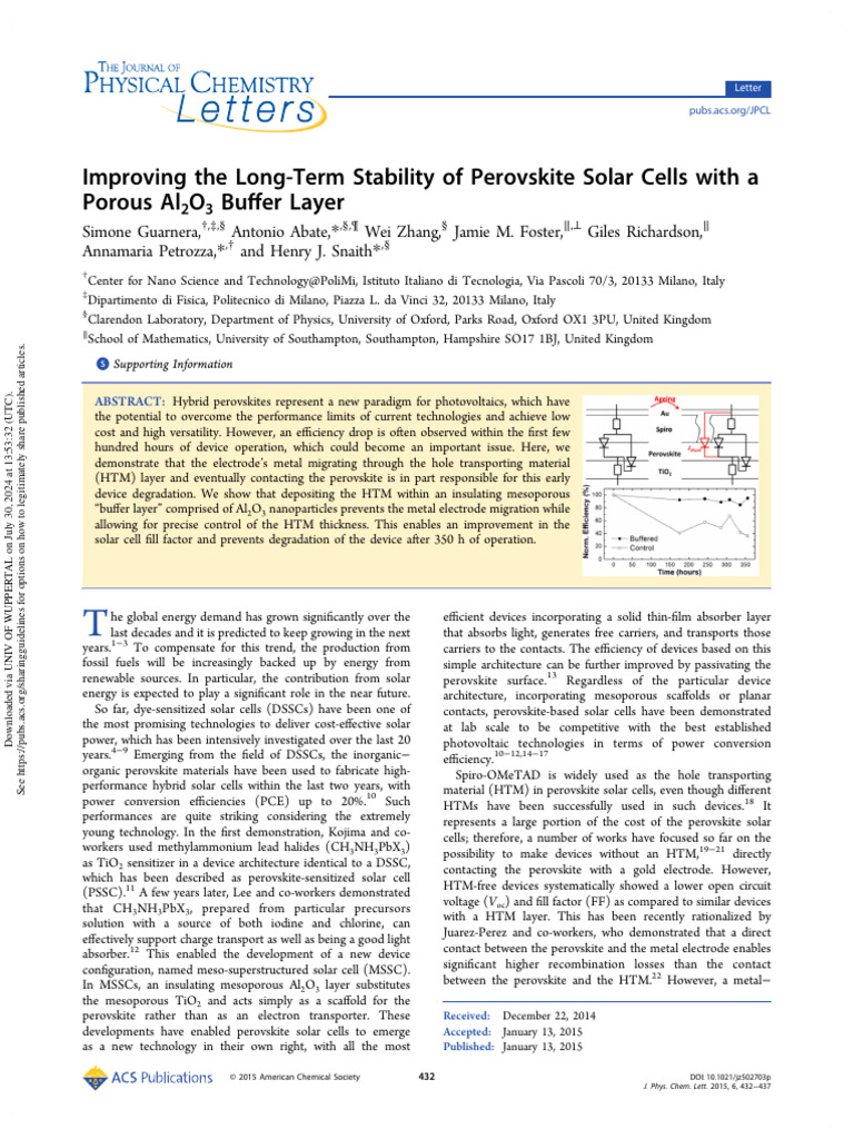Enhancing Perovskite Solar Cell Stability | PDF | Solar Cell | Materials