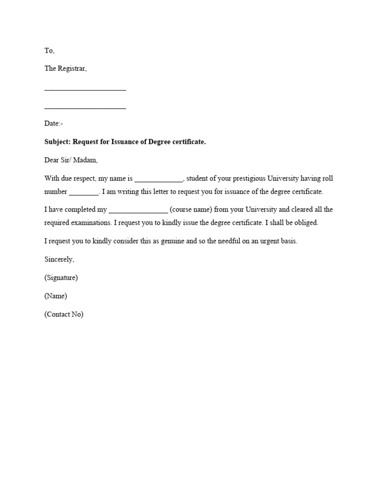 Degree Certificate Request | PDF | Career & Growth | Law