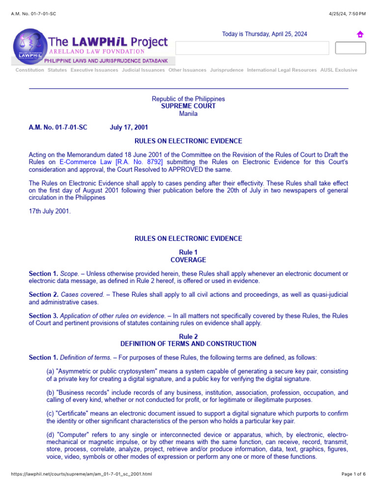 Electronic Evid Rule | PDF | Affidavit