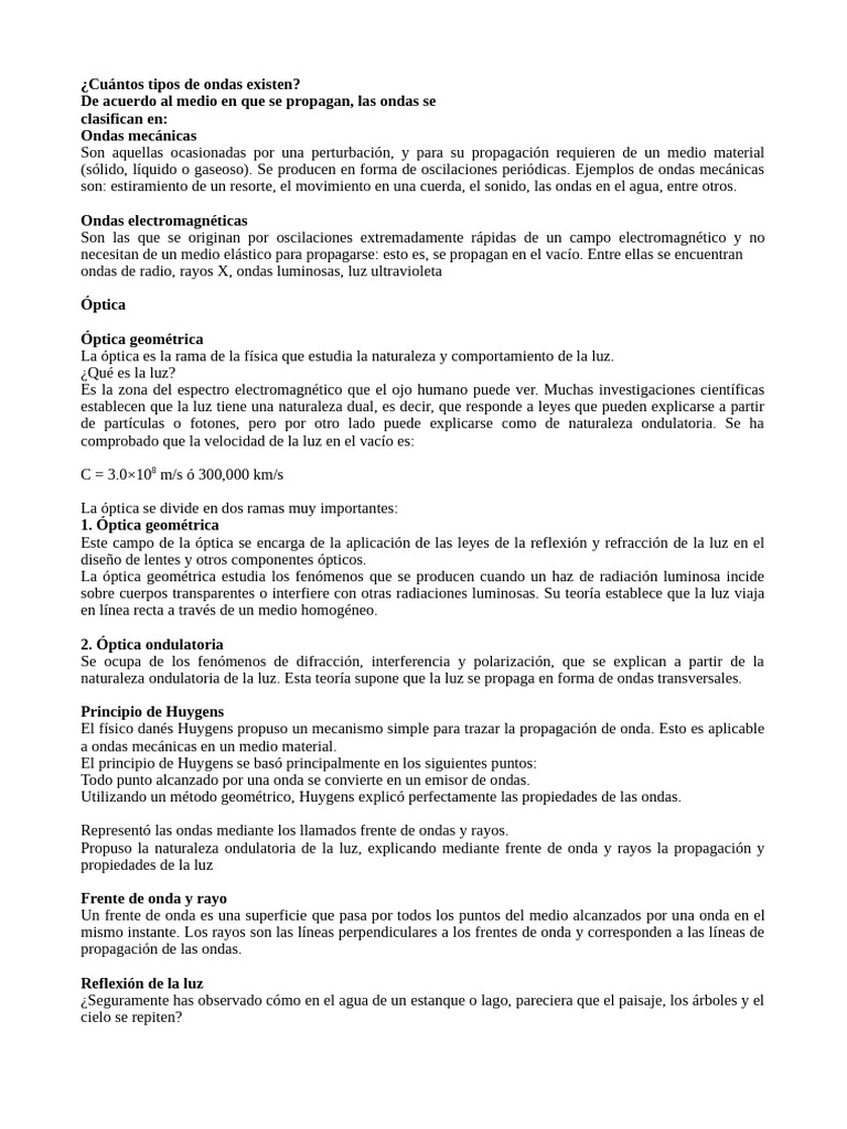 Ondas 2 | PDF | Ligero | Olas