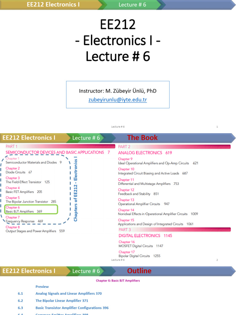 EE212 - L06 - Electronics I-Eksik | PDF | Amplifier | Electrical Network
