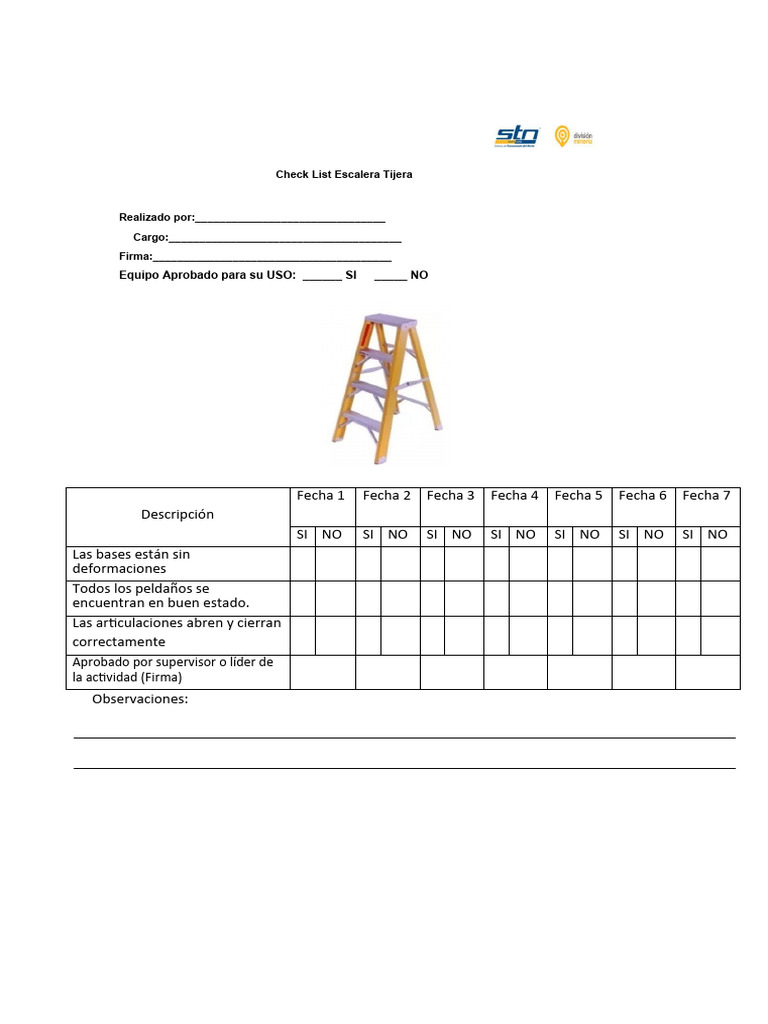 Check List Escalera Tijera Chica | PDF