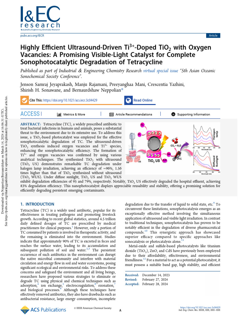 TiO2 Paper - Jenson Samraj | PDF | Titanium Dioxide | Physical Sciences