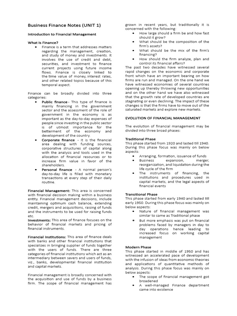 Unit 1 Introduction To Financial Management | PDF | Stocks | Banks