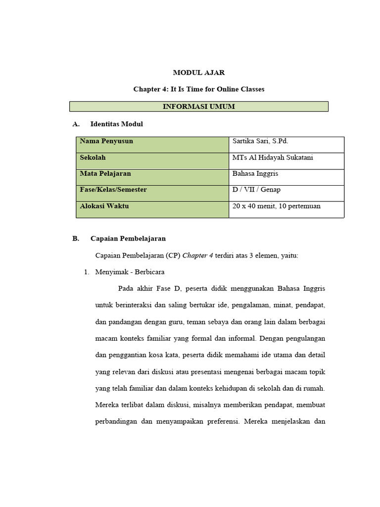 Modul Ajar Chapter 4 (FIX) | PDF