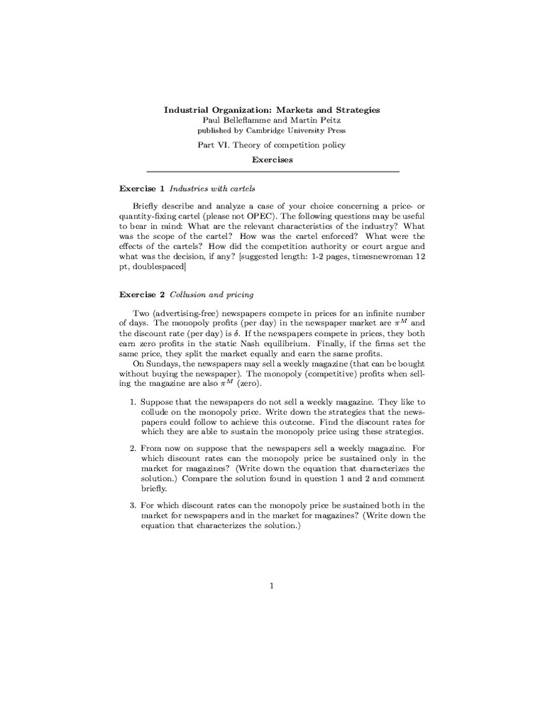 exercises_6 | PDF | Economic Equilibrium | Monopoly