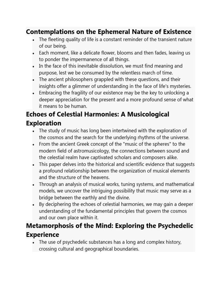 Ephemeral Nature of Existence | PDF | Consciousness | Mind
