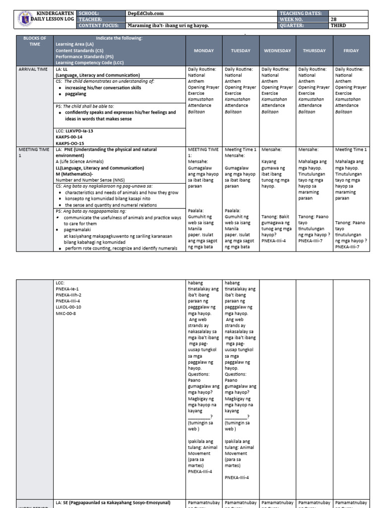 DLL Kinder Q3 W8 | PDF