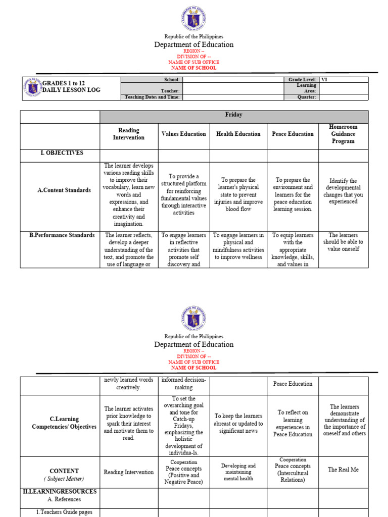 DLL Catch Up Friday Grade 6 | PDF | Learning | Cognitive Psychology