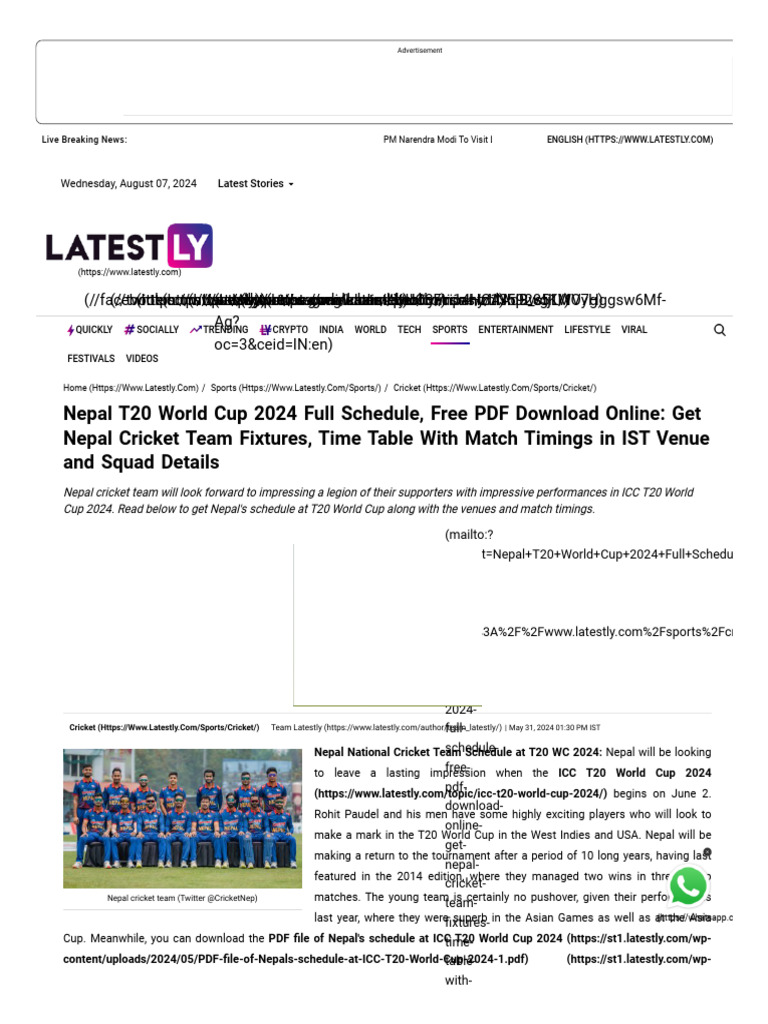 Nepal T20 World Cup 2024 Full Schedule, Free PDF Download Online - Get Nepal Cricket Team ...