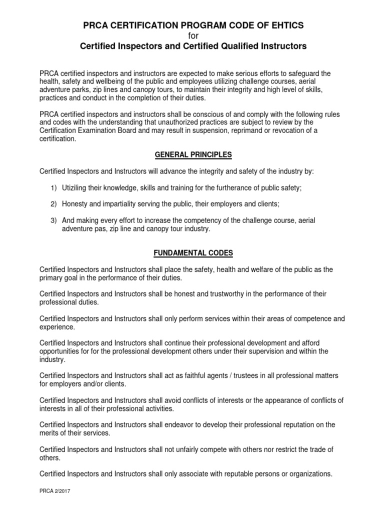PRCA Certification Program Code of Ethics | PDF | Conflict Of Interest ...