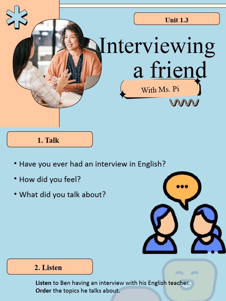 Interviewing a Friend: Speaking Practice | PDF | English Language ...