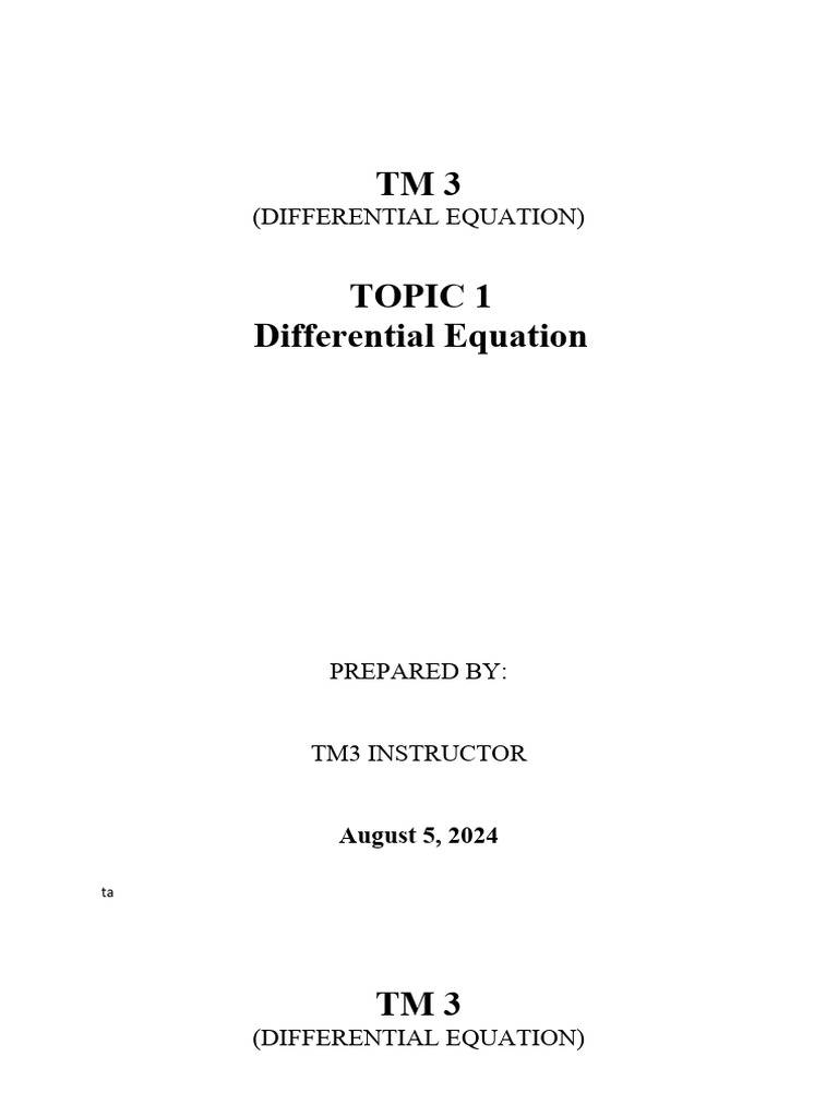 TM3 Topic 1 Differential Equation | PDF