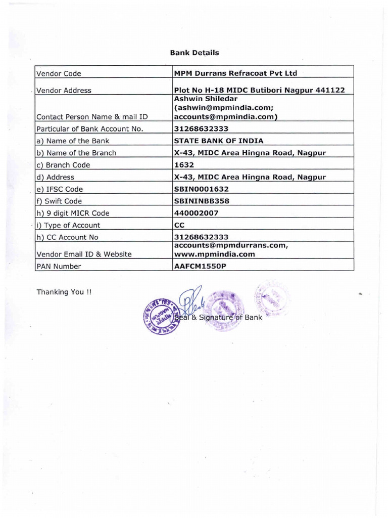SBI Hingna Details MDR | PDF