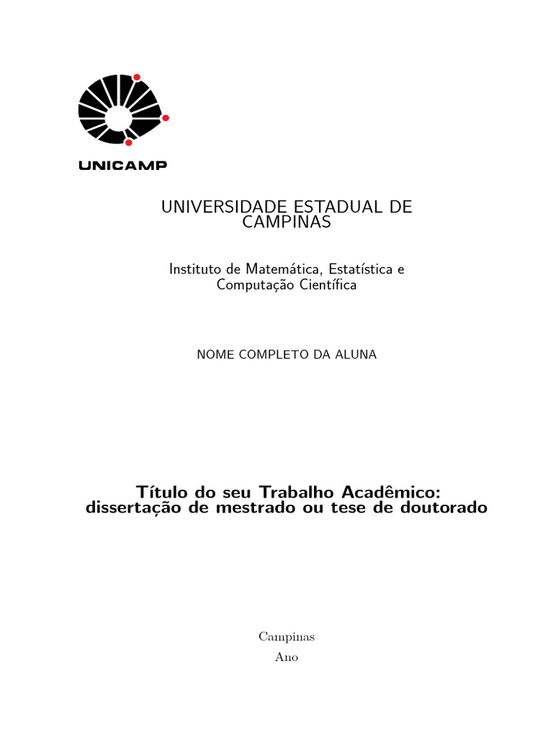 Modelo de Teses e Dissertações Do IMECC UNICAMP 1 | PDF | Abstract ...