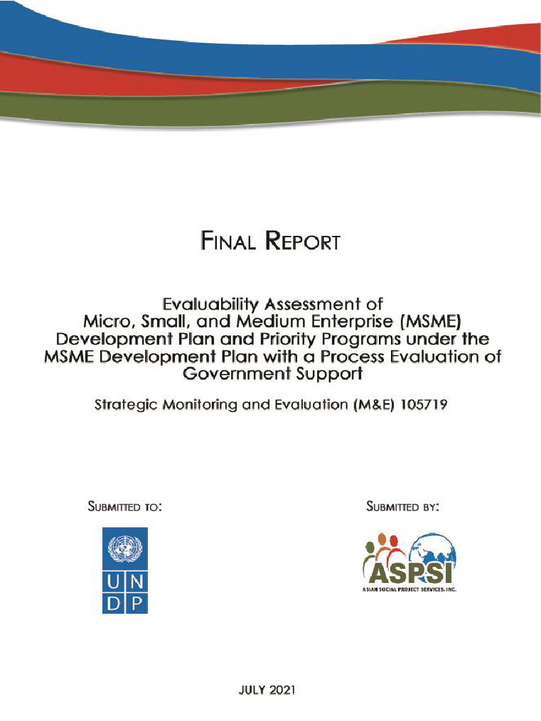ASPSI UNDP MSME Final Report 30july2021 | PDF | Evaluation | Survey Methodology