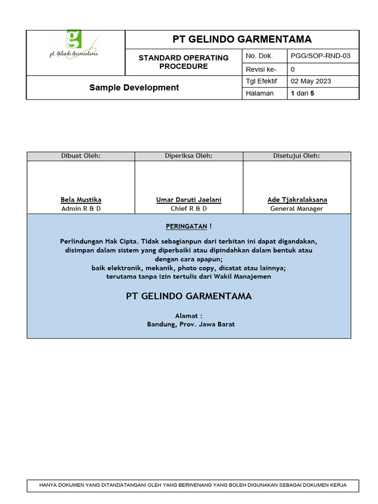 SOP Sample Development (New) | PDF