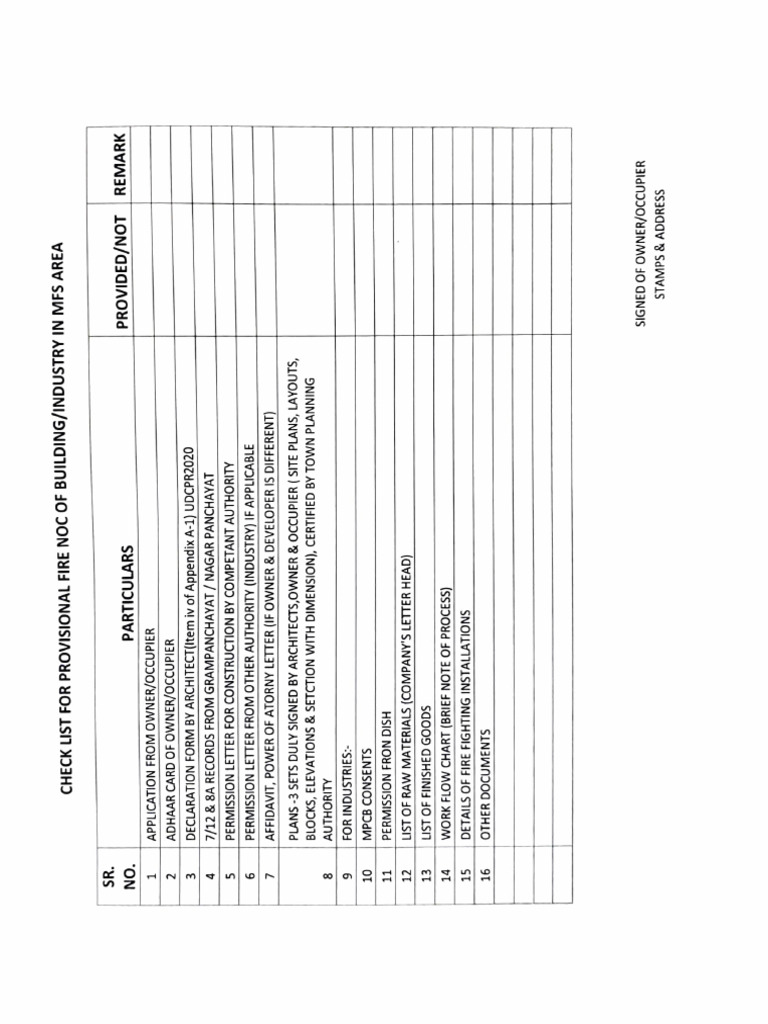 Checklist Prov Noc MFS Case | PDF