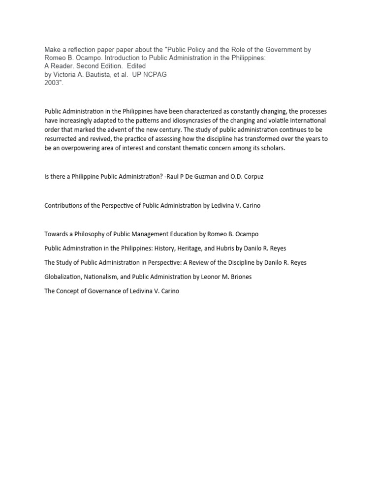 Reflection on Public Policy in the Philippines | PDF