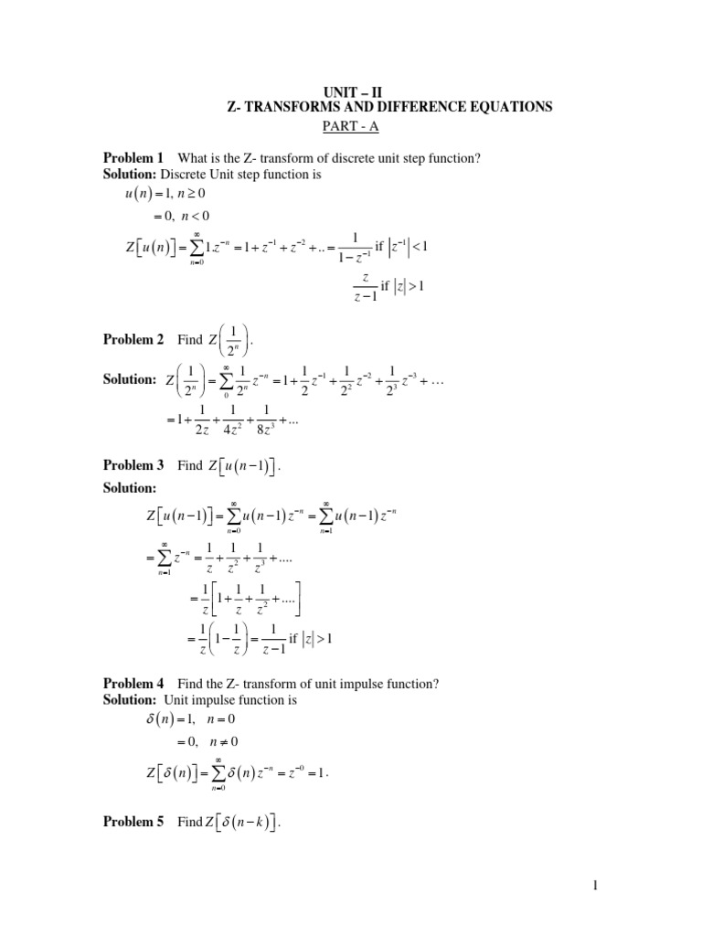 Z-Transform Problems and Solutions | PDF | Mathematical Analysis ...