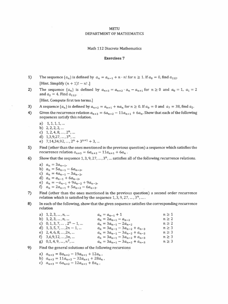 Discrete Math Questions | PDF