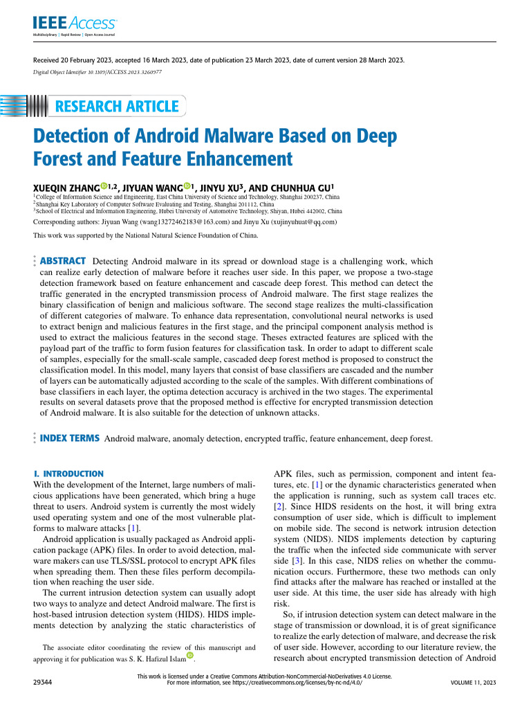 Detection of Android Malware Based On Deep Forest and Feature ... Detection of Android Malware Based On Deep Forest and Feature ...