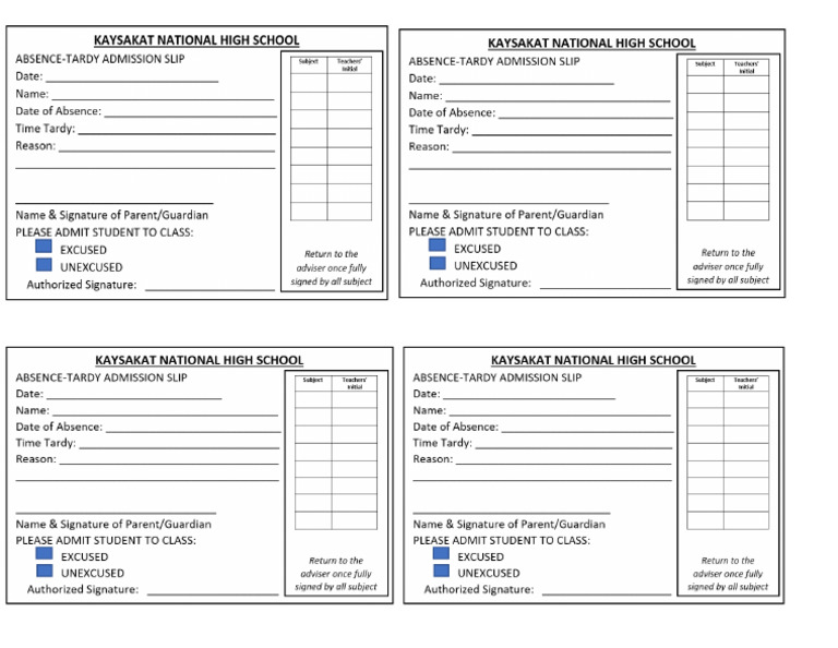Admission Slip Draft 1 | PDF