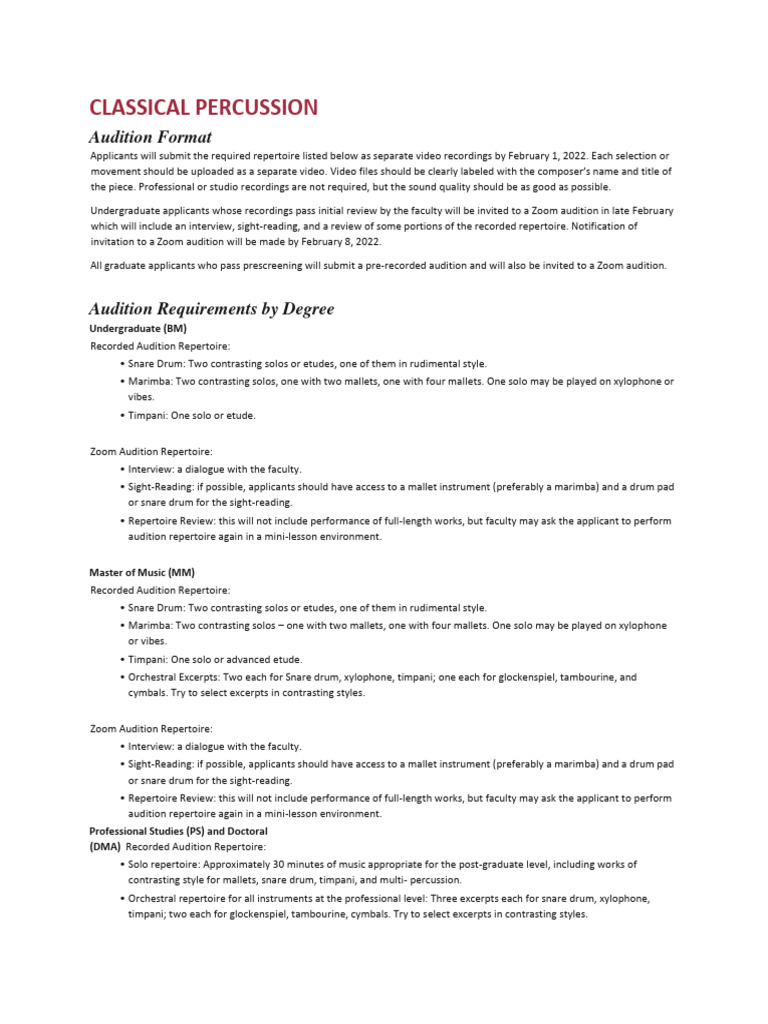 CLASSICAL PERCUSSION Virtual | PDF | Audition | Musicology