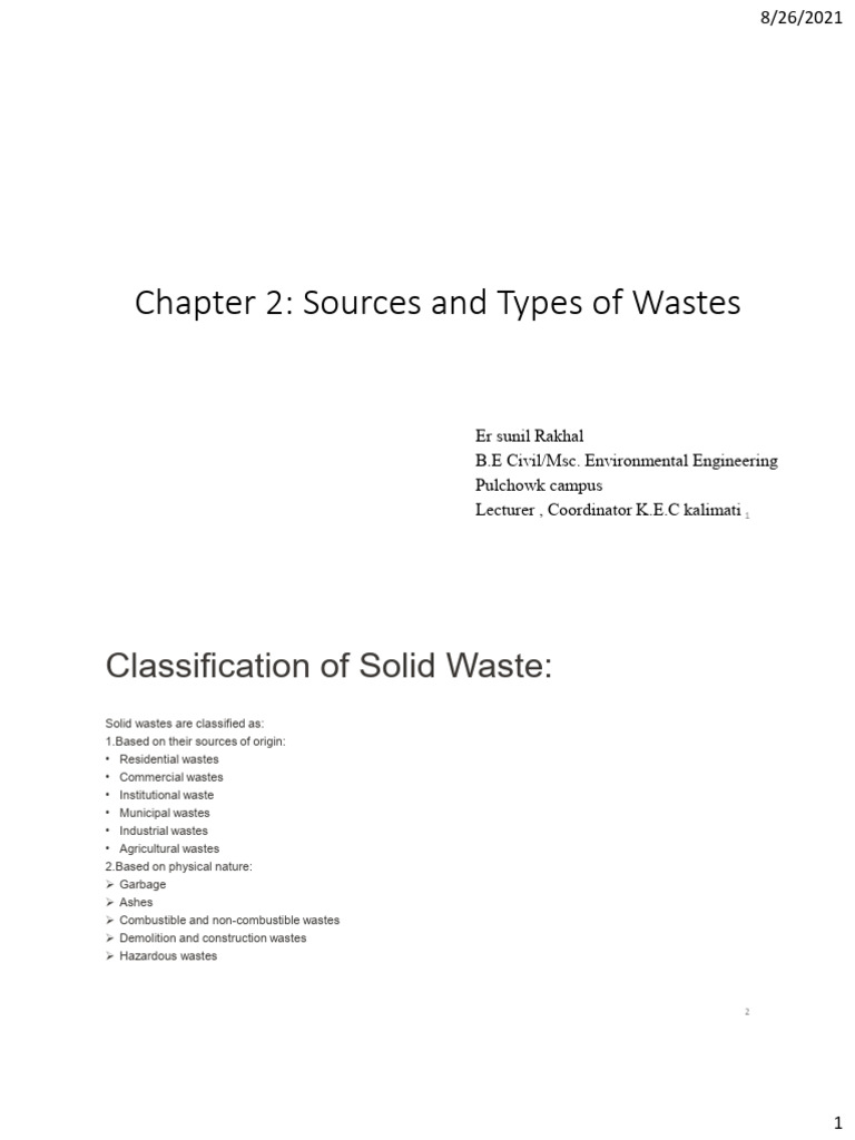 Chapter 2 Sources and Types of Wastes | PDF | Waste | Municipal Solid Waste