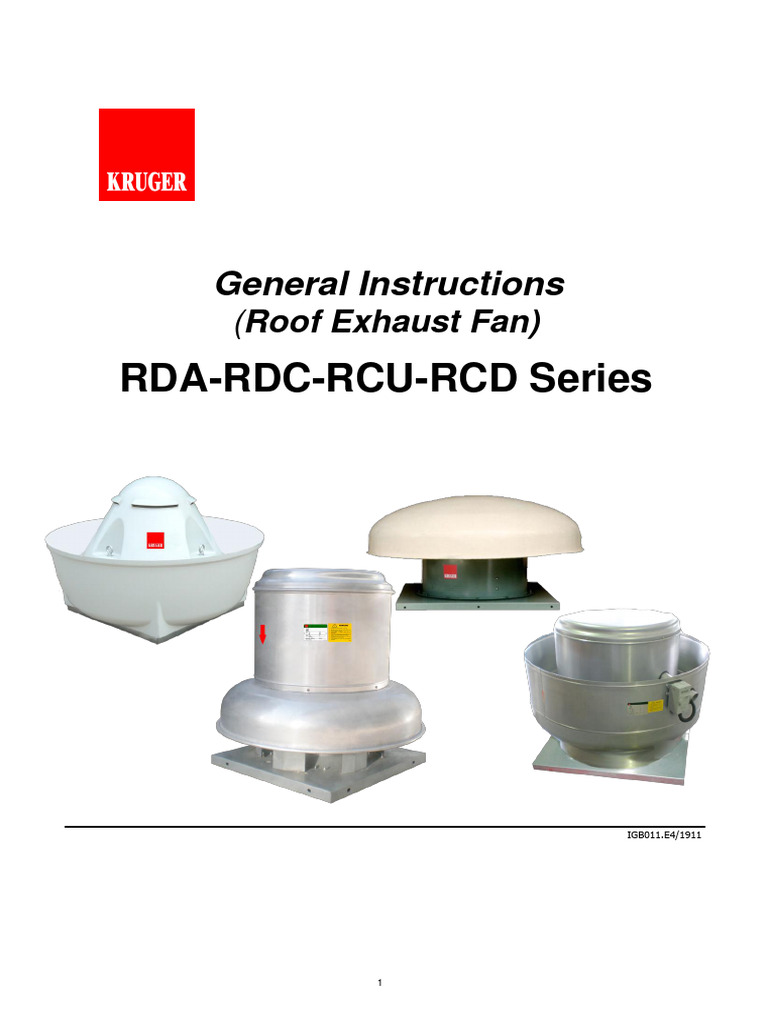 Manual Instruction For Roof Exhaust Fan (RDA-RDC-RCU-RCD) | PDF | Roof | Duct (Flow)