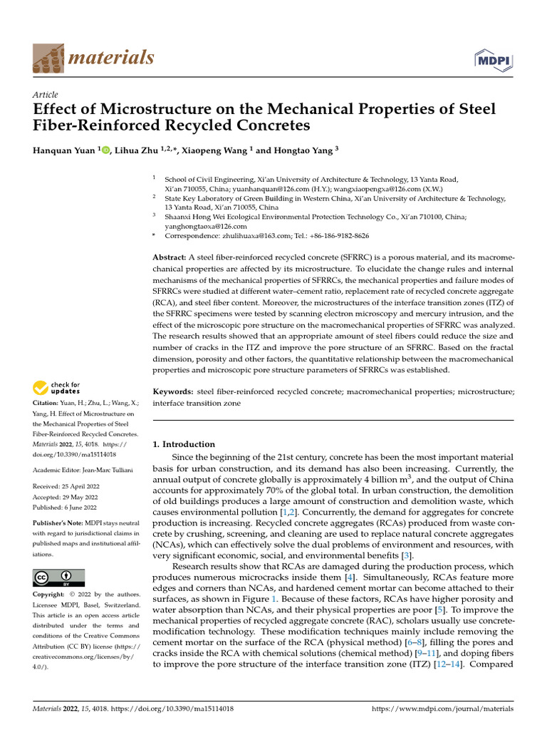 Effect of Microstructure On The Mechanical Properties of Steel Fiber-Reinforced Recycled ...