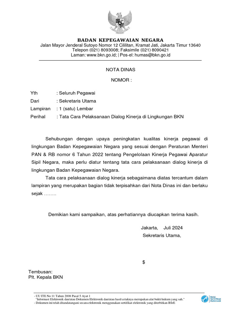 Tata Cara Dialog Kinerja BKN 2024 | PDF