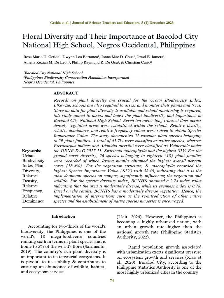 JOSTE Vol 5 December 2023 6 | PDF | Biodiversity | Conservation Biology