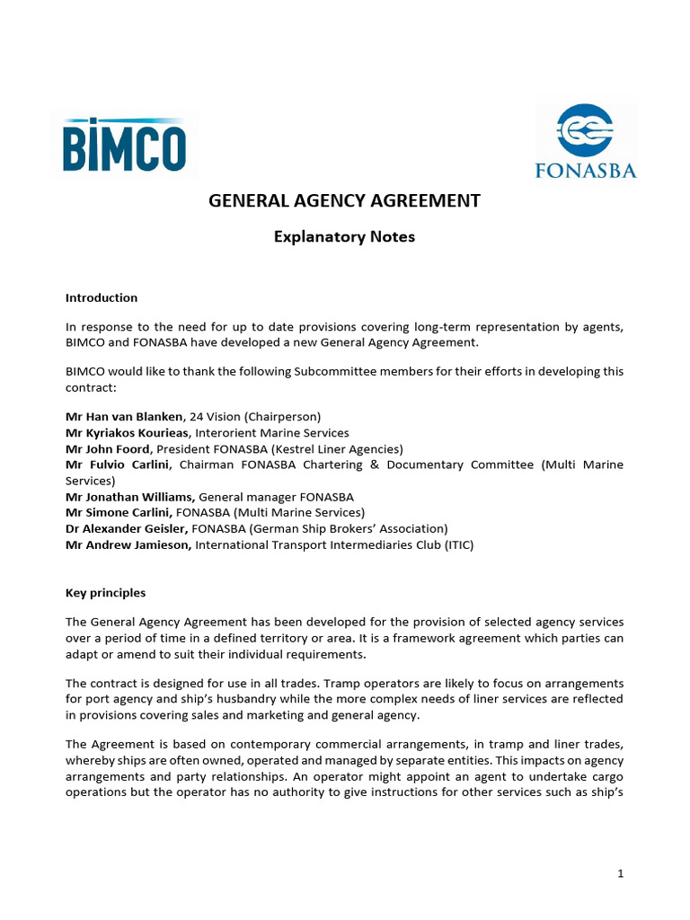 Explanatory Notes General Agency Agreement | PDF | Law Of Agency ...