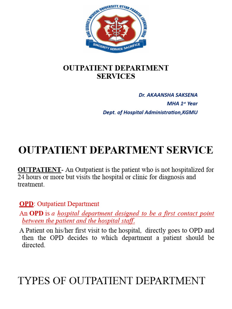 Outpatient Services Hospital Administration | PDF | Hospital | Patient