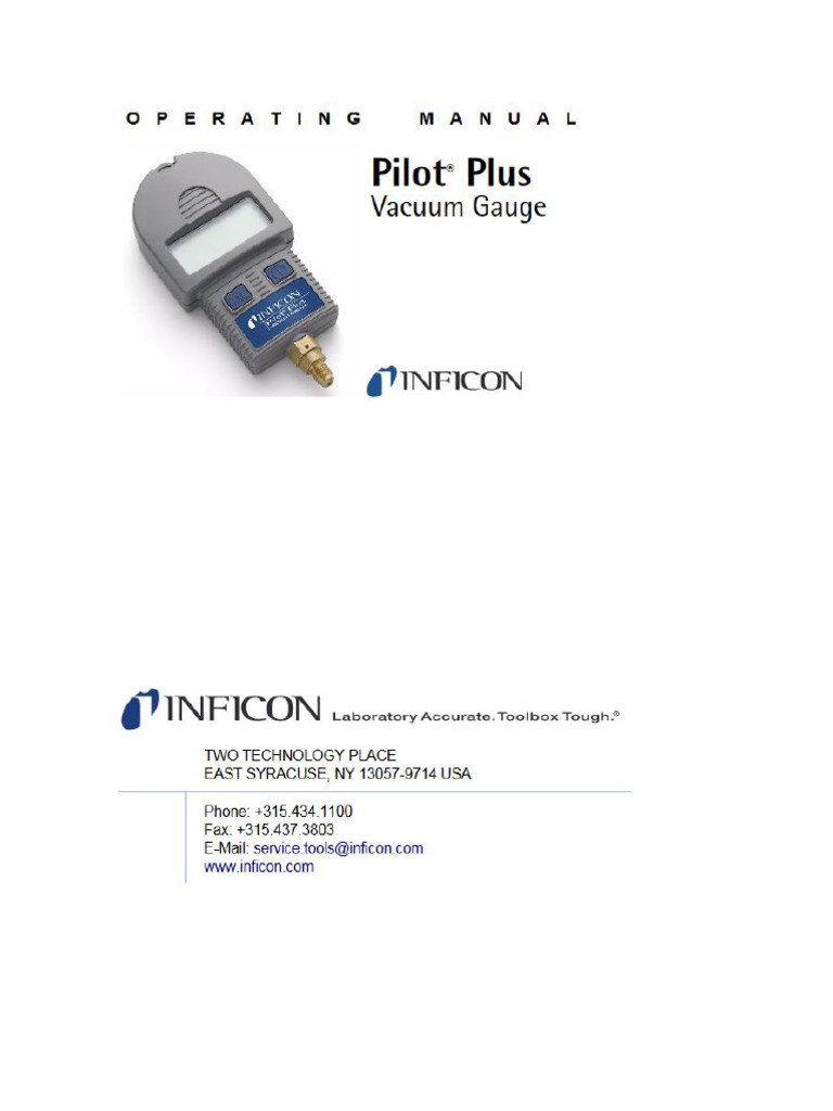 Inficon Pilot Plus Owners Manual | PDF