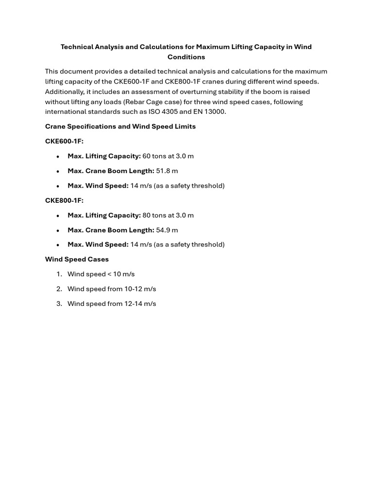 Technical Analysis and Calculations For Maximum Lifting Capacity in ...