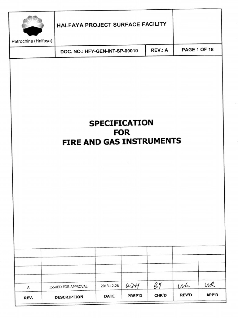 Specification For Fire and Gas Instruments - Rev.A | PDF ...