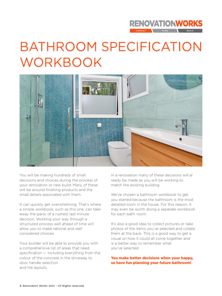 Bathroom Renovation Planning Workbook | PDF | Bathroom | Shower