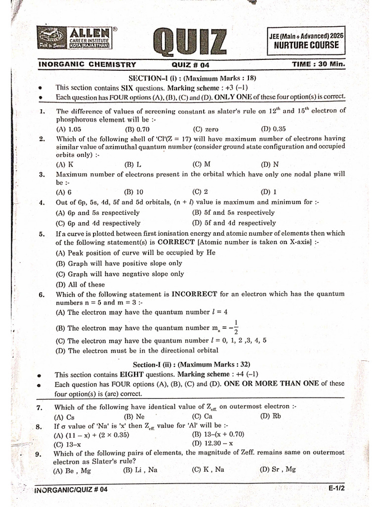 Chem Quiz 4 Pdf