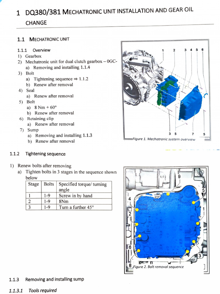 Mechatronic Unit & Gear Oil Change Guide | PDF | Electrical Connector ...